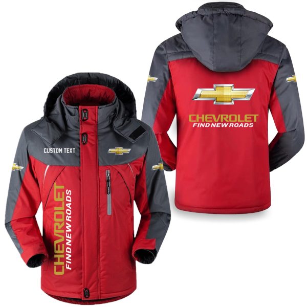 Chevrolet Windbreaker Ski Jacket, Hooded fleece long jacket Customize ...
