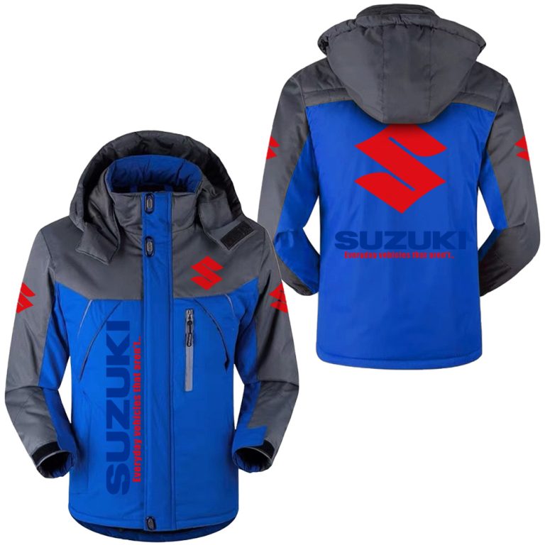 Suzuki Windbreaker Ski Jacket, Hooded fleece long jacket Customize Name ...