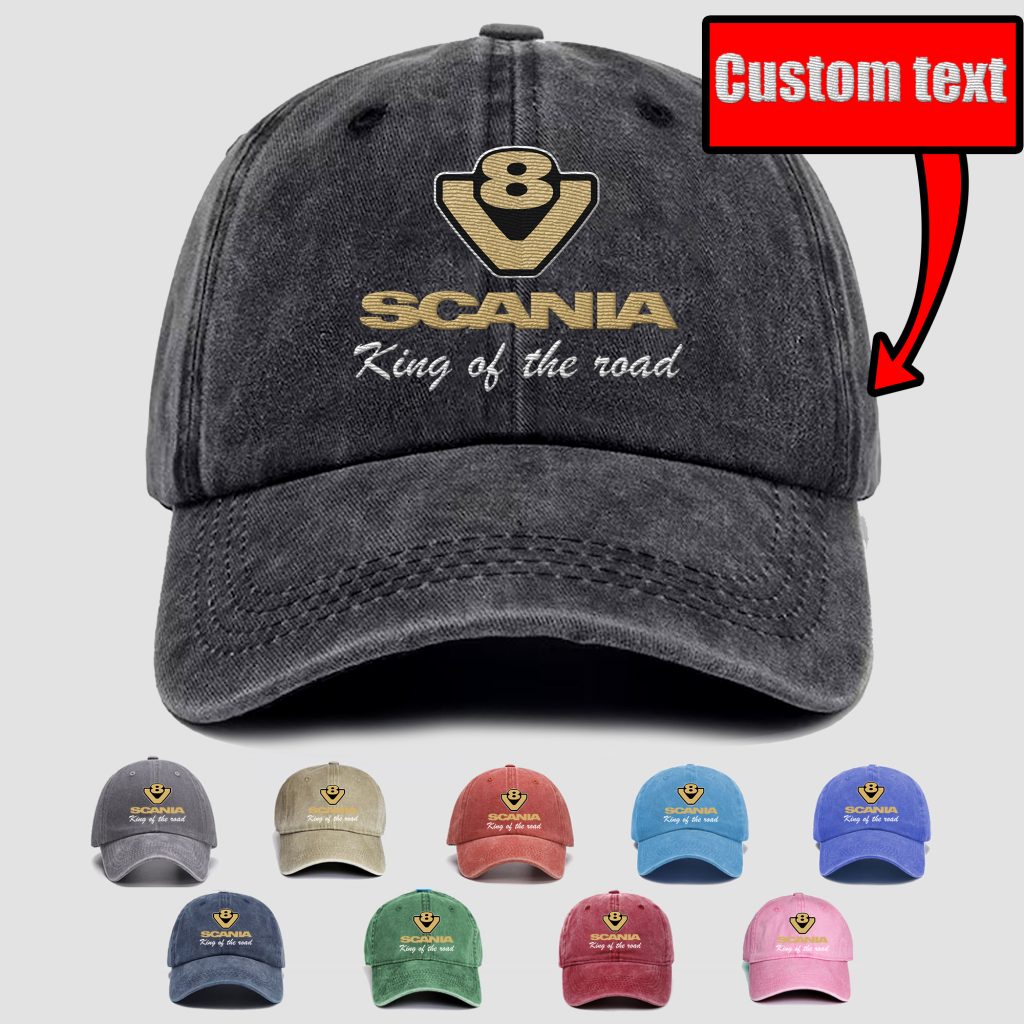 Scania V8 02 Vintage Washed Baseball Cap with Embroidered Design VST ...