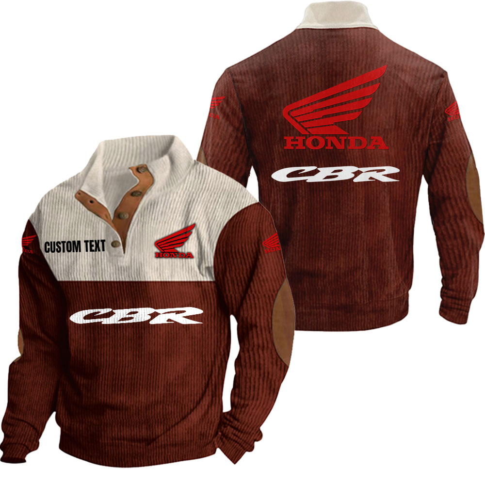 Honda CBR Corduroy Casual Stand Collar Sweatshirts Vintage Color ...