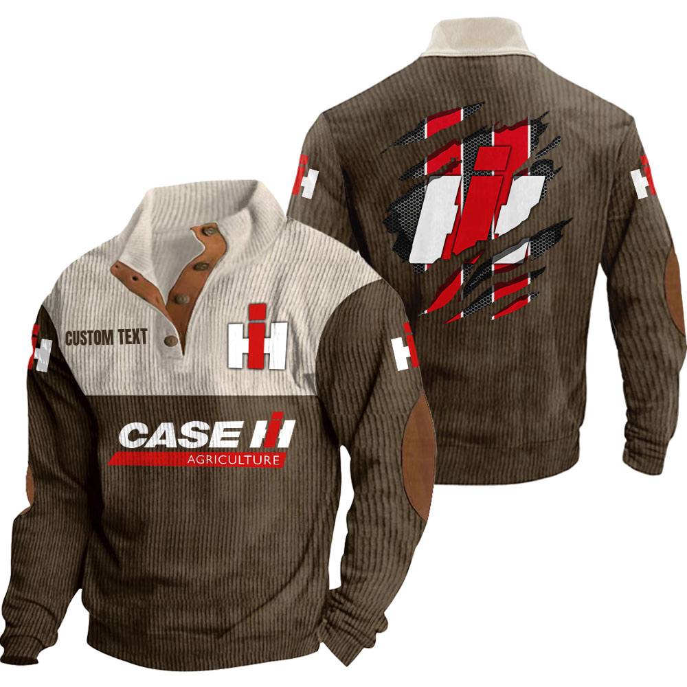 Case IH Corduroy Casual Stand Collar Sweatshirts Vintage Color ...